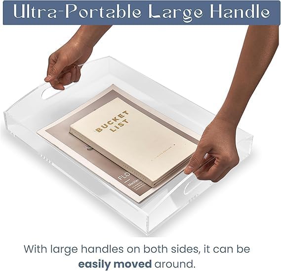 Clear Acrylic Tray with Handles – Multipurpose Organizer – Horoof Homes