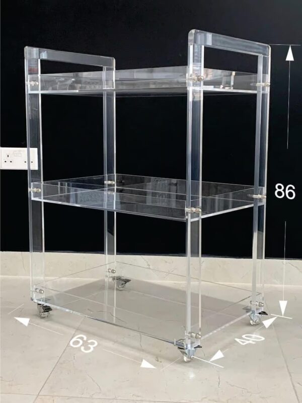 3-Tier Transparent Plexiglass Trolley with Handles – Horoof Homes