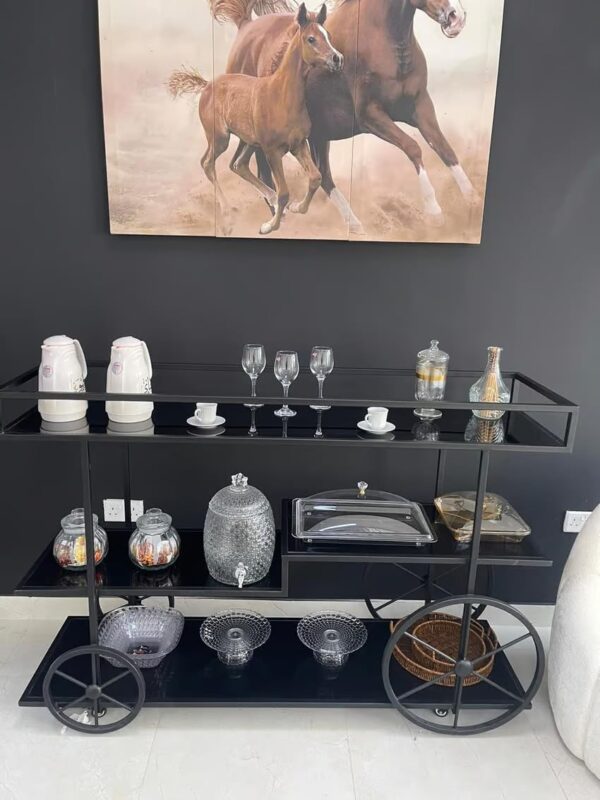 Heavy-Duty Buffet Trolley, 3-Tier, Adjustable Finish – Horoof Homes