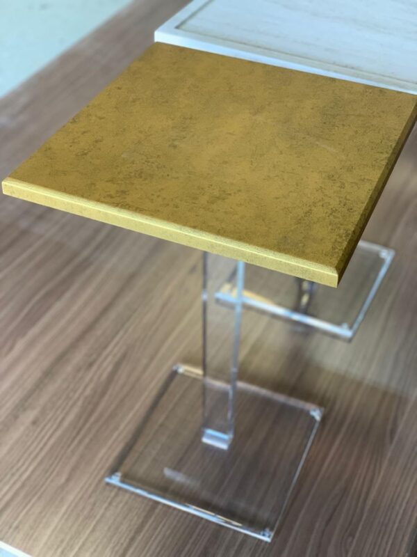 Gold Acrylic Wood Square Table – Horoof Homes