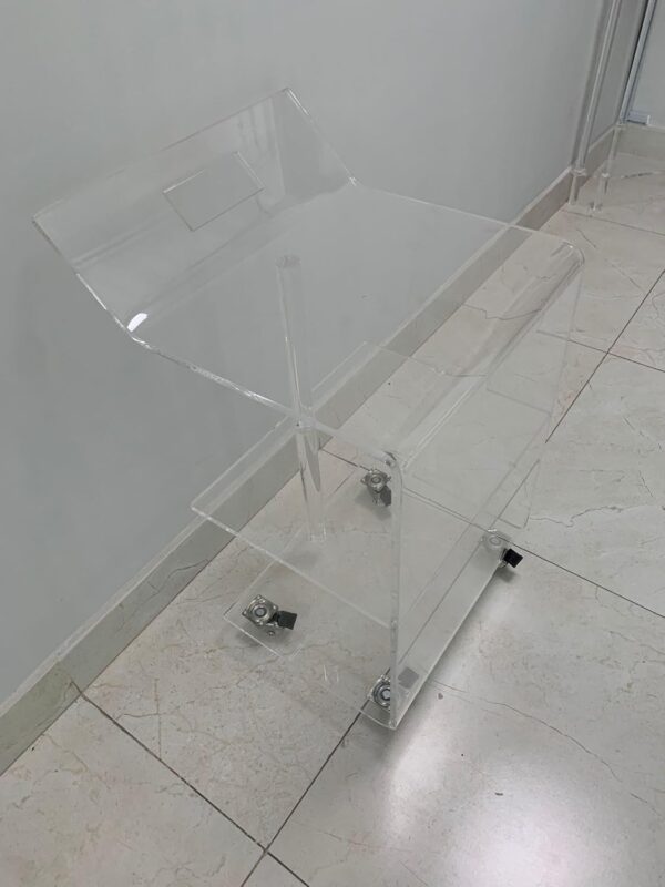Adjustable Clear Acrylic Service Table – Modern Rolling Cart – Horoof Homes