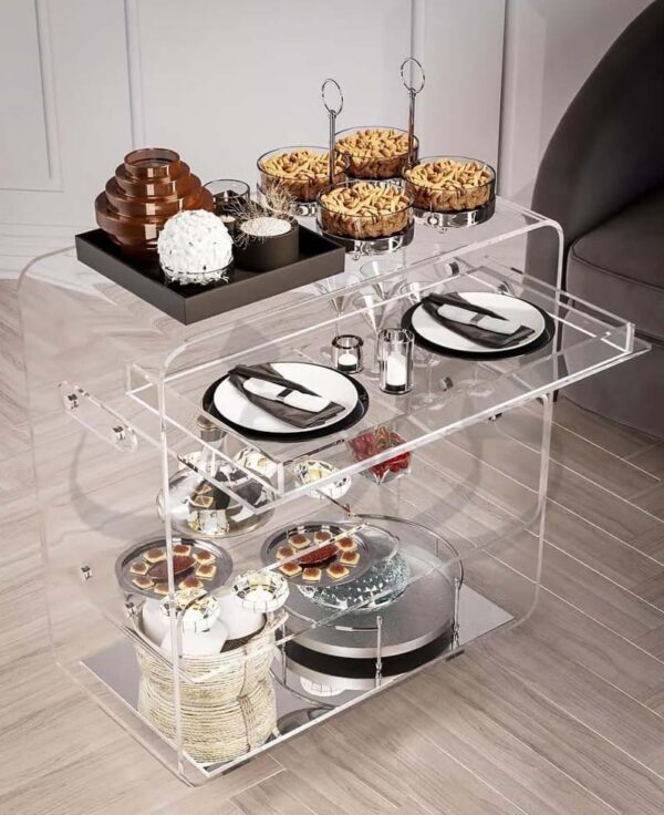 Acrylic 3-Tier Trolley with Wheels – Horoof Homes