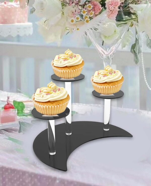 3-Tier Black Acrylic Cupcake Stand – Elegant Dessert Display, 25x15cm ...